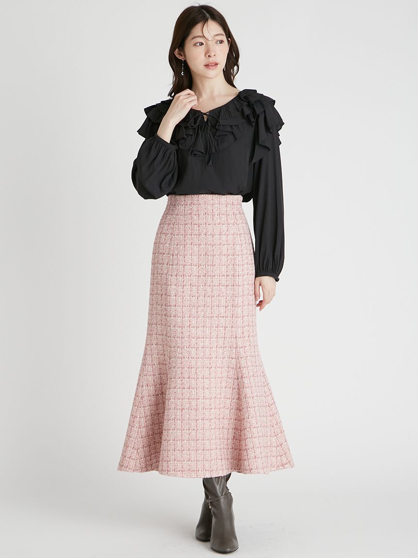 ラッフルプリーツ割線ブラウス(ブラウス・シャツ)｜TOPS（トップス