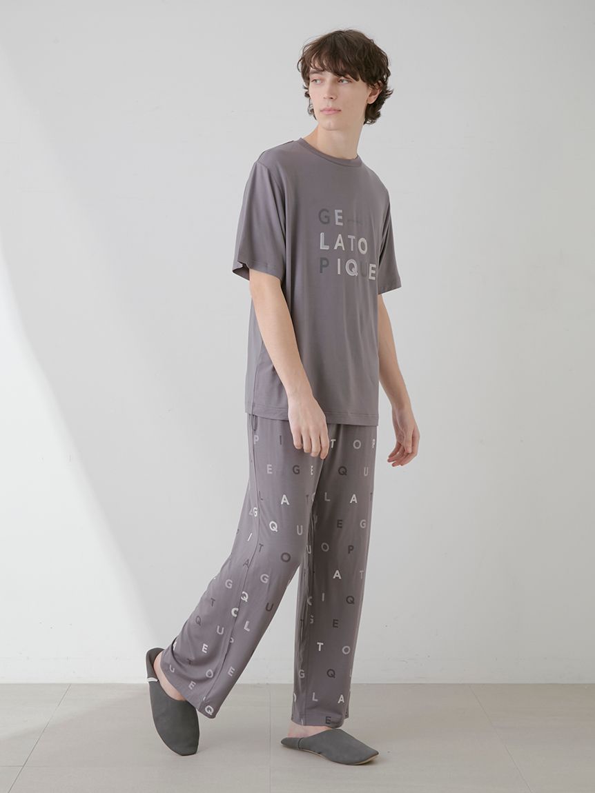 HOMME】レーヨンロゴ柄ロングパンツ(ロングパンツ)|ルーム HOMME】レーヨンロゴ柄ロングパンツ(ロングパンツ)|ルーム