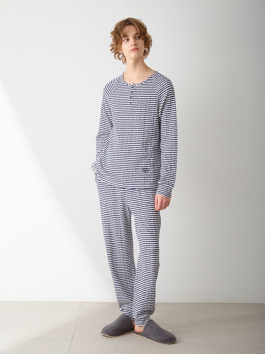 ジェラートピケ オム GELATO PIQUE HOMME HOLIDAY ボーダーふくれジャガードロングパンツ pmcp255263 メンズ ルームウェア 部屋着 パジャマ クリスマス 2025冬 ギフト プレゼントにおすすめ HOLIDAY】【HOMME】ボーダーふくれジャガードロングパンツ(ロング